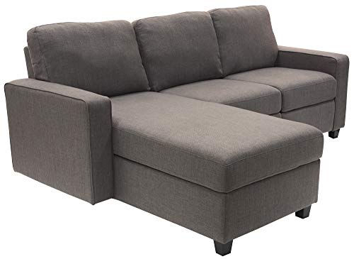 Serta Palisades Reclining Sectional Sofa with Left Storage Chaise, Small Couch with Built-In Storage, Low-Maintenance & Family-Friendly Fabric, Gray