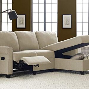 Serta Copenhagen Reclining Sofa Small Couch with Built-in Storage, Low-Maintenance & Family-Friendly Fabric, Right Sectional, Dusk Beige