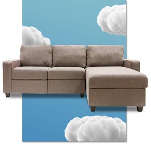 serta palisades reclining sectional sofa with right chaise, small couch with built-in storage, low-maintenance & family-friendly fabric, oatmeal