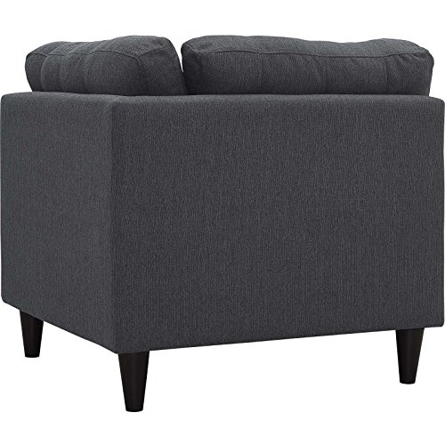 Modway Empress Mid-Century Modern Upholstered Fabric Corner Sofa In Gray