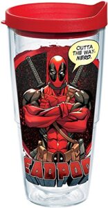 tervis made in usa double walled marvel - deadpool insulated tumbler cup keeps drinks cold & hot, 24oz, nerd