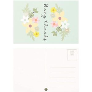 72 Pack Thank You Postcards, Floral Note Cards for Wedding, Bridal Shower, Baby Shower, 4x6 in