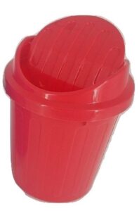 desktop mini trash can rubbish bin with swing lid (red)