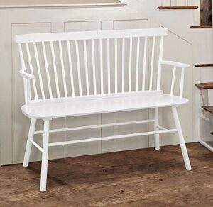 jerimiah white wood spindleback bench by crown mark