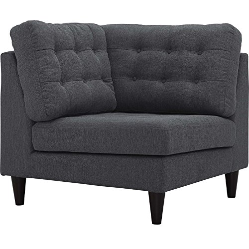 Modway Empress Mid-Century Modern Upholstered Fabric Corner Sofa In Gray