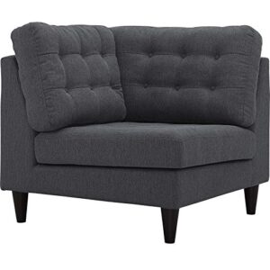 modway empress mid-century modern upholstered fabric corner sofa in gray