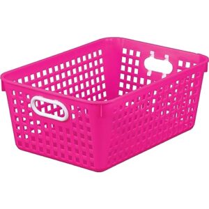 really good stuff large plastic book baskets, 13?" by 10" by 5?" - single, pink| classroom library organizer, toy storage, multi-purpose organizer basket