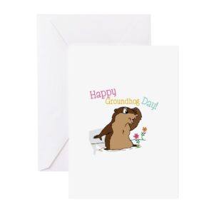 cafepress happy groundhog day greeting cards greeting card (20-pack), note card with blank inside, birthday card glossy