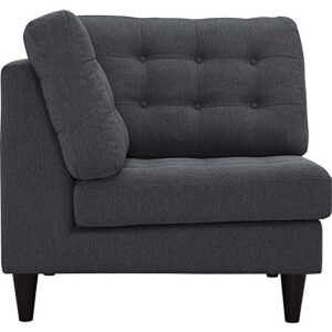 Modway Empress Mid-Century Modern Upholstered Fabric Corner Sofa In Gray