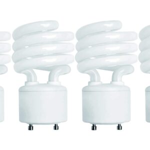 KOR (4 Pack) 13 Watt Mini Spiral - GU24 Base - (60W Equivalent) - T2 Mini-Twist - CFL Light Bulb (Warm White (2700K), CFL)