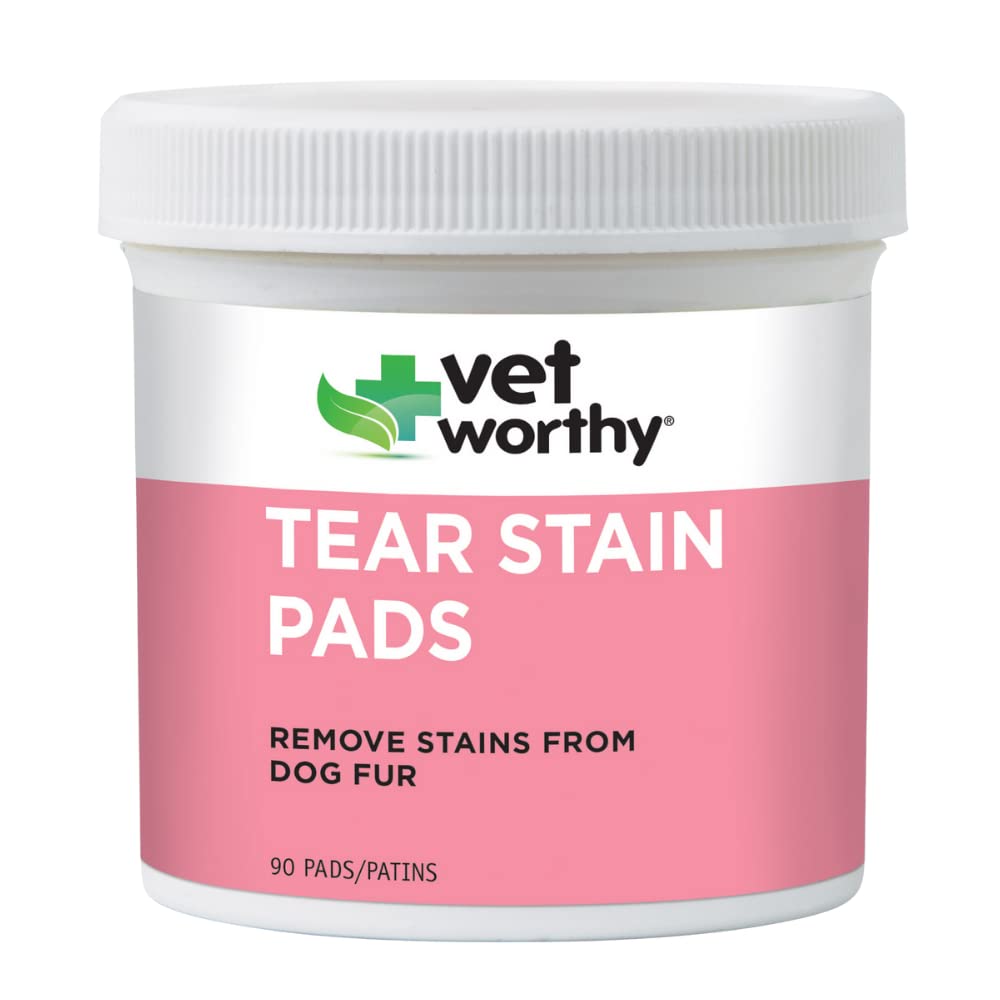 Vet Worthy Tear Stain Pads for Dogs - Solution Soaked Pads - Remove Stains from Dogs Fur - Gentle and Safe - 90 Pads.