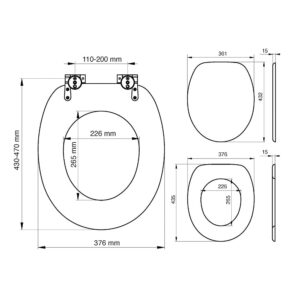 Tiger Old Wood Toilet Seat, Stainless Steel, MDF, Rubber, Brown, 37.7 x 5.5 x 45.9 cm