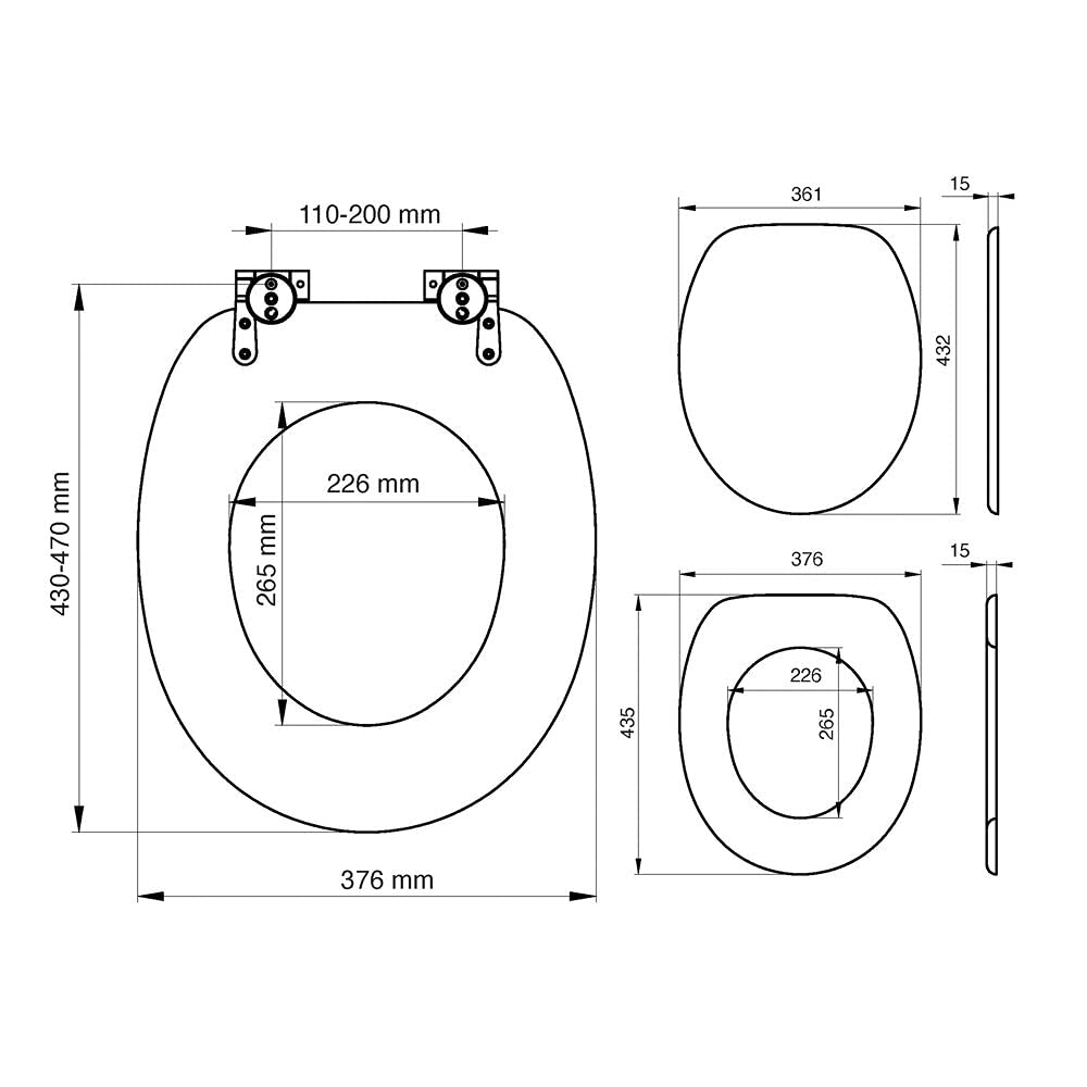 Tiger Old Wood Toilet Seat, Stainless Steel, MDF, Rubber, Brown, 37.7 x 5.5 x 45.9 cm