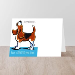 CafePress Beagle Howling Funny Birthday Greeting Cards Folded Greeting Card Matte