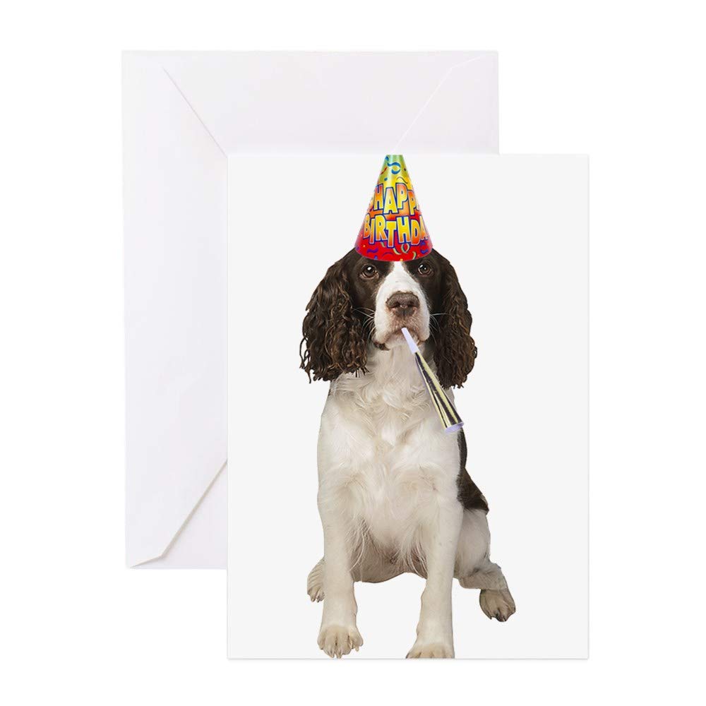 CafePress Springer Spaniel Birthday Party Greeting Cards Folded Greeting Card Matte