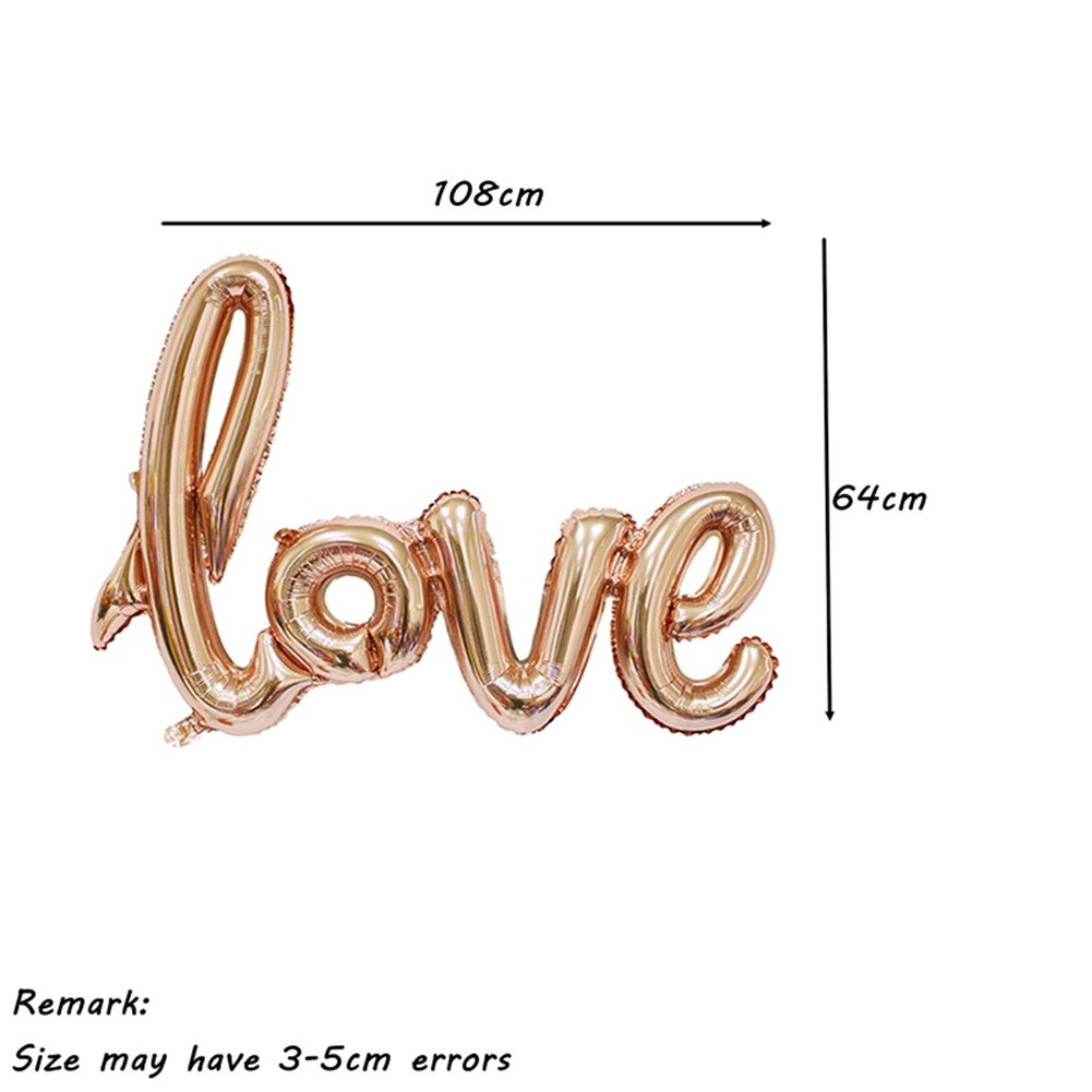 WULEEUPER Love Balloon Banner 42.5 Inches Handwriting Letter Giant Celebration Balloon Romantic Wedding Bridal Shower Anniversary Engagement Party Decoration (Champagne-Gold)