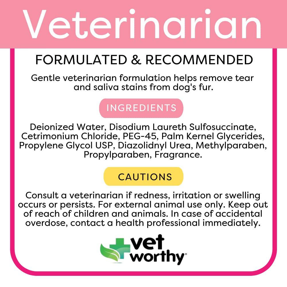 Vet Worthy Tear Stain Pads for Dogs - Solution Soaked Pads - Remove Stains from Dogs Fur - Gentle and Safe - 90 Pads.