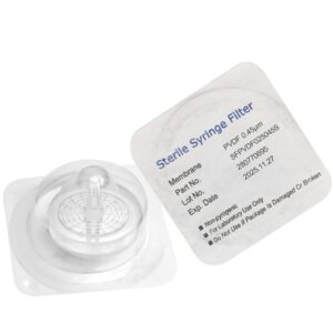 sterile syringe filters pvdf 25 mm diameter 0.45 um pore size individually packaged 10/pk by biomed scientific