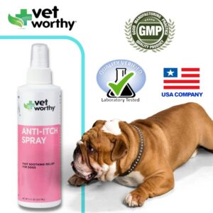 Vet Worthy Anti-Itch Spray for Dogs - Soothing and Fast-Acting Anti-Itch Spray for Dogs (8 oz)