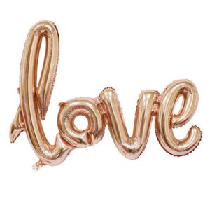 wuleeuper love balloon banner 42.5 inches handwriting letter giant celebration balloon romantic wedding bridal shower anniversary engagement party decoration (champagne-gold)