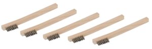 steelman stainless steel 1200-bristle count wire brush for mechanics and painters, removes rust and paint from metals, wood handle, 5 pack