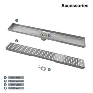 Naiture Brushed Stainless Steel 18" Vieel Linear Shower Drain