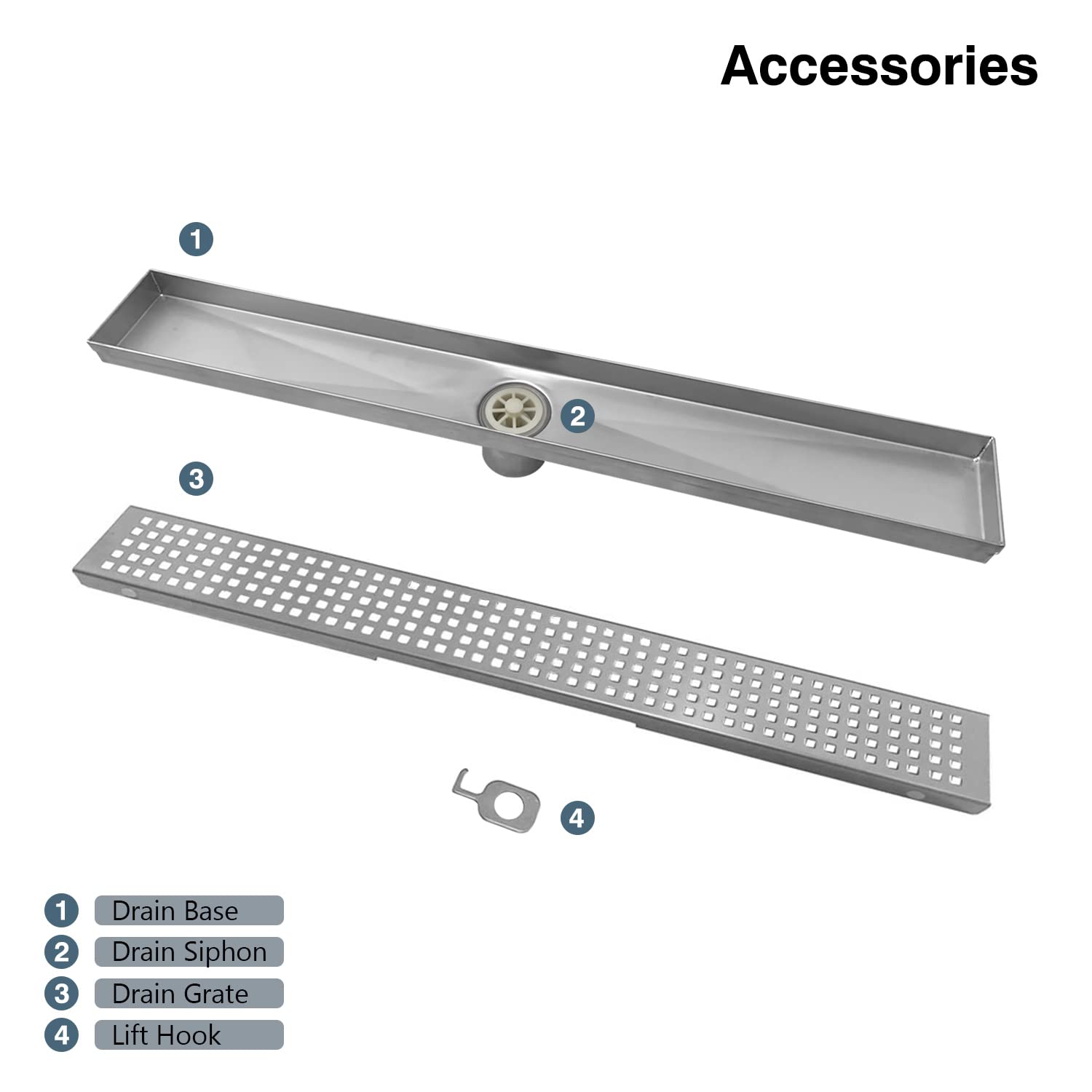 Naiture Brushed Stainless Steel 18" Lattice Linear Shower Drain