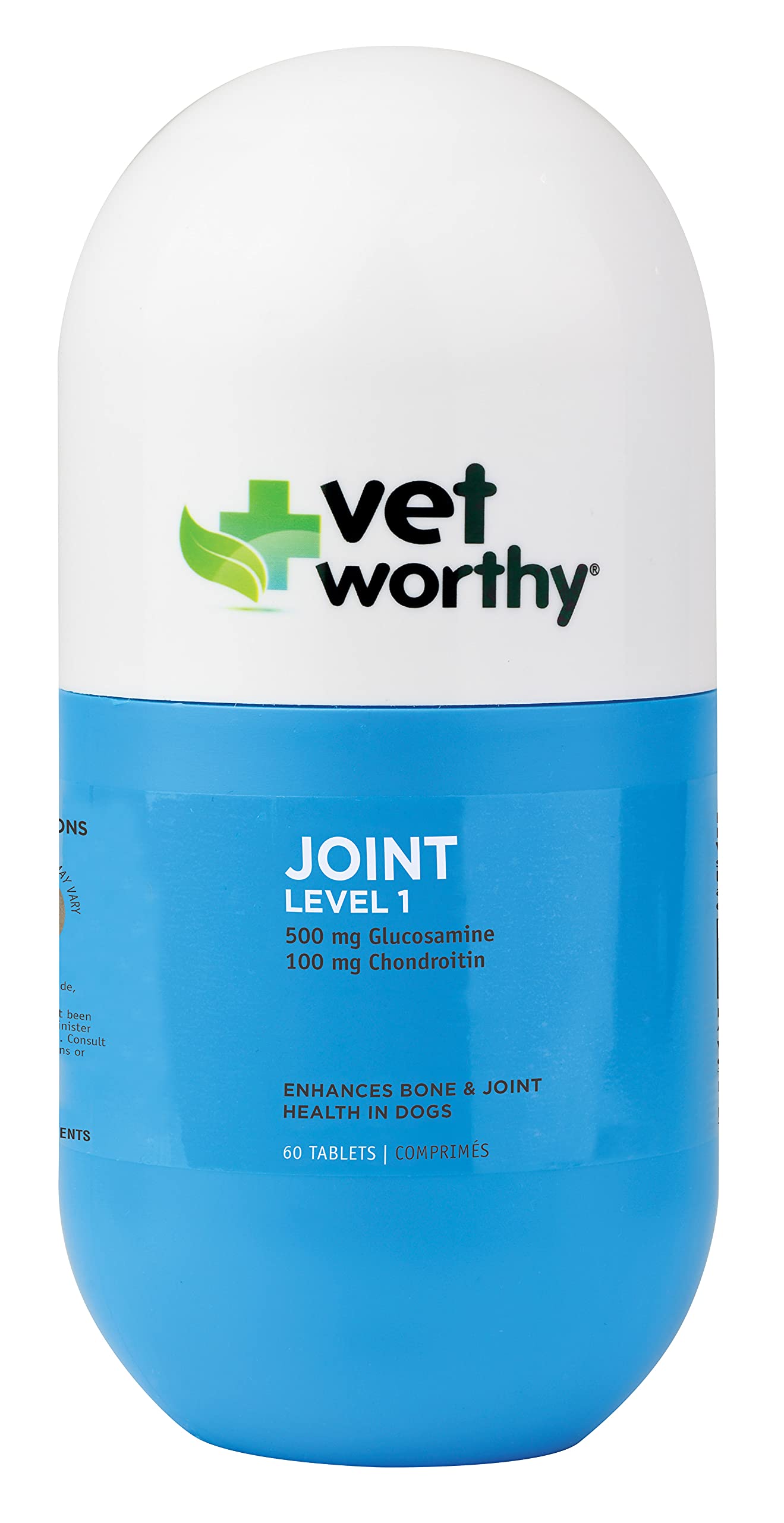 Vet Worthy Joint Support Level 1 - Chewable Tablet to Support Bone Health and Healthy Joints - Dog Supplement with Glucosamine, MSM, and Hyaluronic Acid - Early Joint Care - Liver Flavor, 60-Count