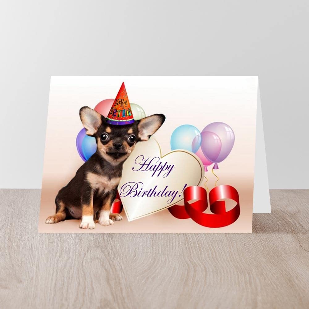 CafePress Happy Birthday Chihuahua Dog Greeting Cards Folded Greeting Card Matte