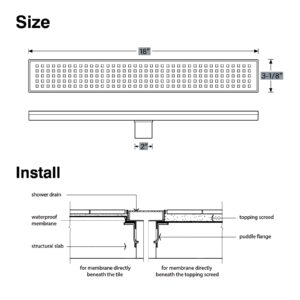 Naiture Brushed Stainless Steel 18" Lattice Linear Shower Drain