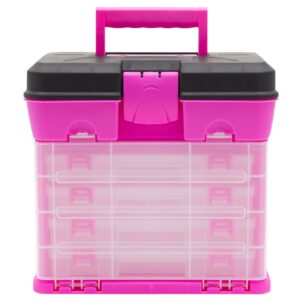 Juvale Pink Tackle Box for Women, 4 Drawer, 13 Compartment Tool Storage Organizer for Crafts, Dolls, Nail Kits, Sewing (10 x 10 Inches)