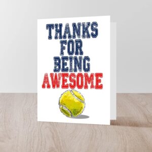 CafePress Thanks Awesome Tennis Card Greeting Cards Folded Greeting Card Matte