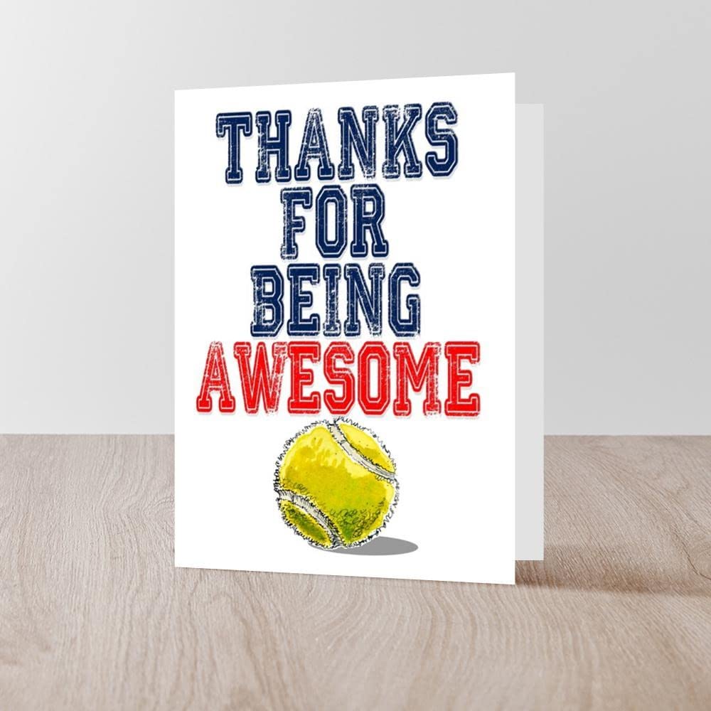 CafePress Thanks Awesome Tennis Card Greeting Cards Folded Greeting Card Matte