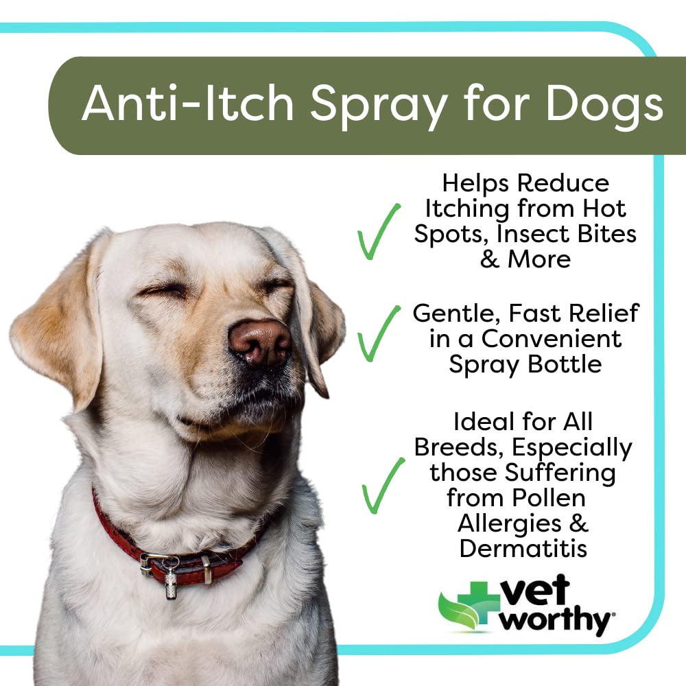 Vet Worthy Anti-Itch Spray for Dogs - Soothing and Fast-Acting Anti-Itch Spray for Dogs (8 oz)