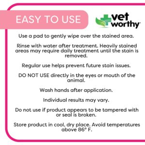 Vet Worthy Tear Stain Pads for Dogs - Solution Soaked Pads - Remove Stains from Dogs Fur - Gentle and Safe - 90 Pads.