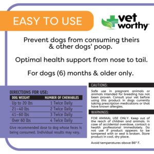 Vet Worthy Stop Stool Ingestion -Coprophagia - Supplement for Dogs to Prevent Stool Eating - Dog Supplement with Yucca Schidigera, Parsley Leaf, Chamomile, - Poultry Flavor, 45 Soft Chews