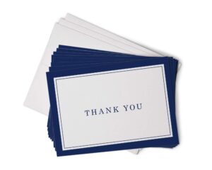 navy blue formal thank you cards with border - 48 classic note cards with envelopes - perfect for business professionals & special events