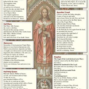 Catholic Prayers Including Our Father, Memorare, Apostles' Creed & More 2 Sided Holy Card Print 8 1/2 by 11 InchesF