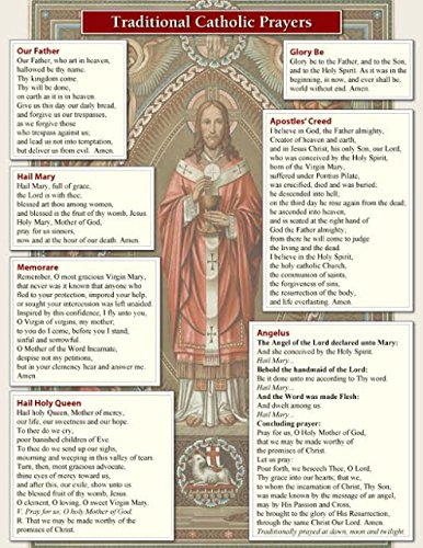 Catholic Prayers Including Our Father, Memorare, Apostles' Creed & More 2 Sided Holy Card Print 8 1/2 by 11 InchesF