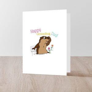 CafePress Happy Groundhog Day Greeting Cards Greeting Card (20-pack), Note Card with Blank Inside, Birthday Card Glossy