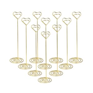 10pcs table number holder gold wedding place card holder, picture photo holders 8.6 inch tall - note menu memo clips for party gatherings