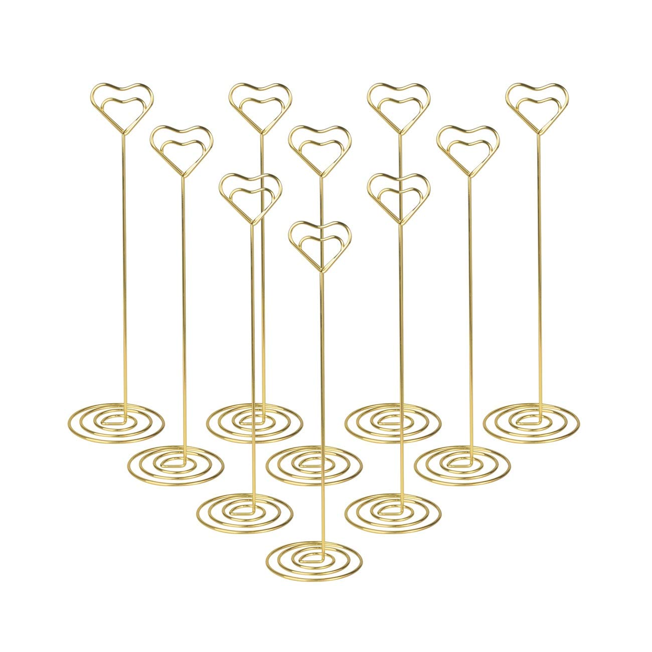 10pcs Table Number Holder Gold Wedding Place Card Holder, Picture Photo Holders 8.6 Inch Tall - Note Menu Memo Clips for Party Gatherings