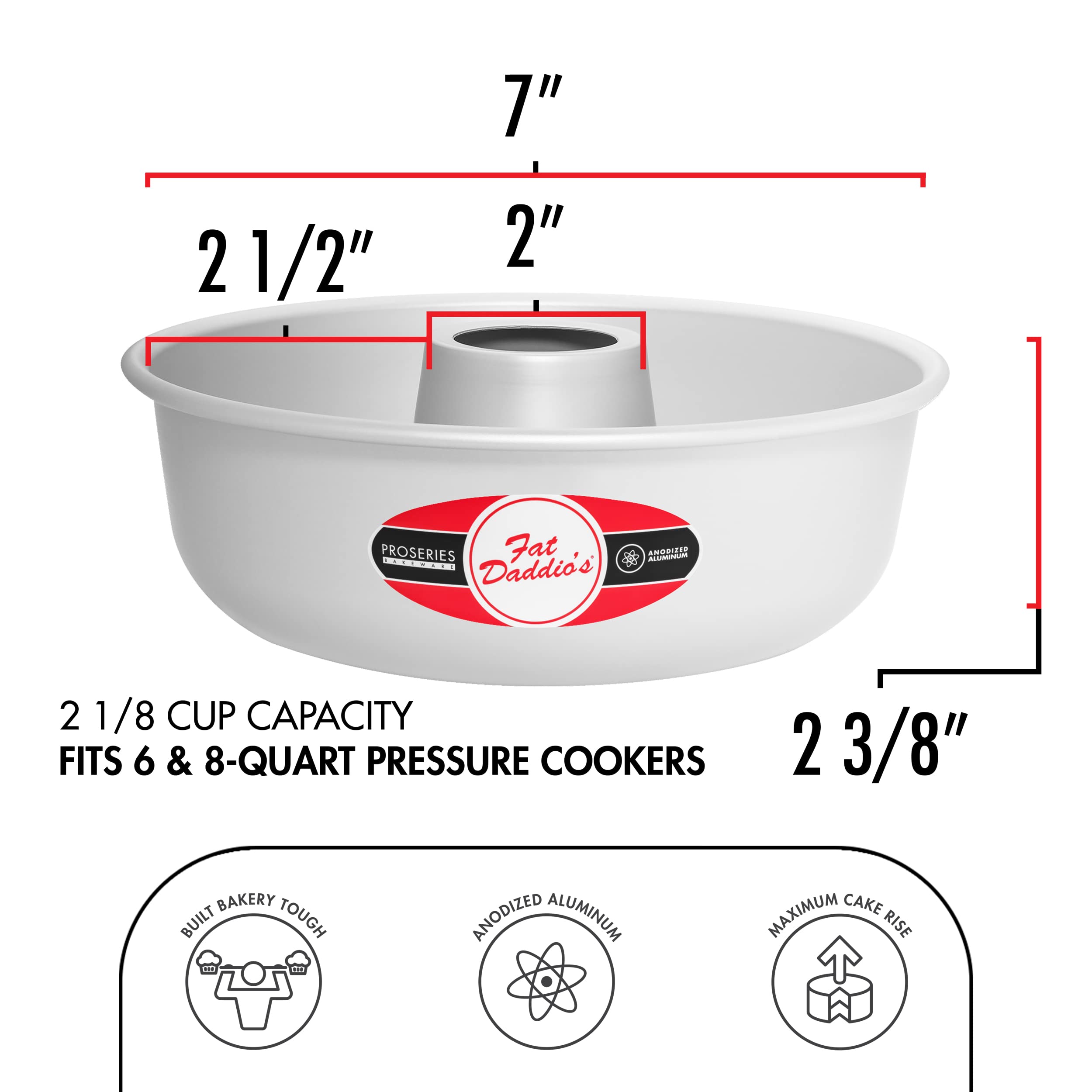 Fat Daddio's PIP-6QTSET Anodized Aluminum Pressure Cooker Bakeware 4-Piece Set, 6-Quart Models