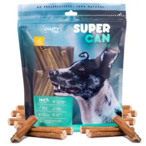 super can bullysticks supercan bully sticks for small medium dogs 4"-5" (25-pack) - 100% natural dog chews made from farm- healthy treats for dogs - raised free-range grass-fed beef, non-gmo