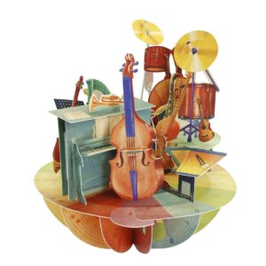 santoro pirouette, 3d pop up greeting card - music - for her, him, birthday, graduation, thank you | gift for music lovers, musicians, teacher