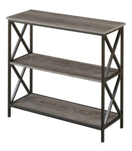 convenience concepts tucson 3 tier bookcase, weathered gray