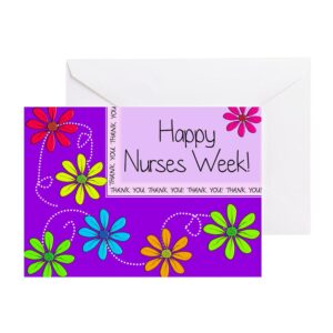 cafepress happy nurses week greeting card (20-pack), note card with blank inside, birthday card glossy