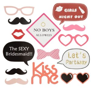 Juvale 72 Pieces Bachelorette Photo Booth Props and Signs for Bridal Party Selfies and Decorations, Assorted Designs