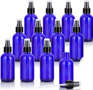 4 oz / 120 ml cobalt blue glass boston round bottle with black treatment pump (12 pack)