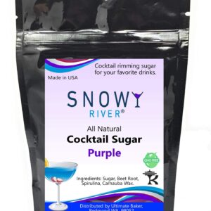 Snowy River Purple Cocktail Sugar - Kosher Certified Naturally Colored Purple Cocktail Rimmer (8oz, Medium Crystal)